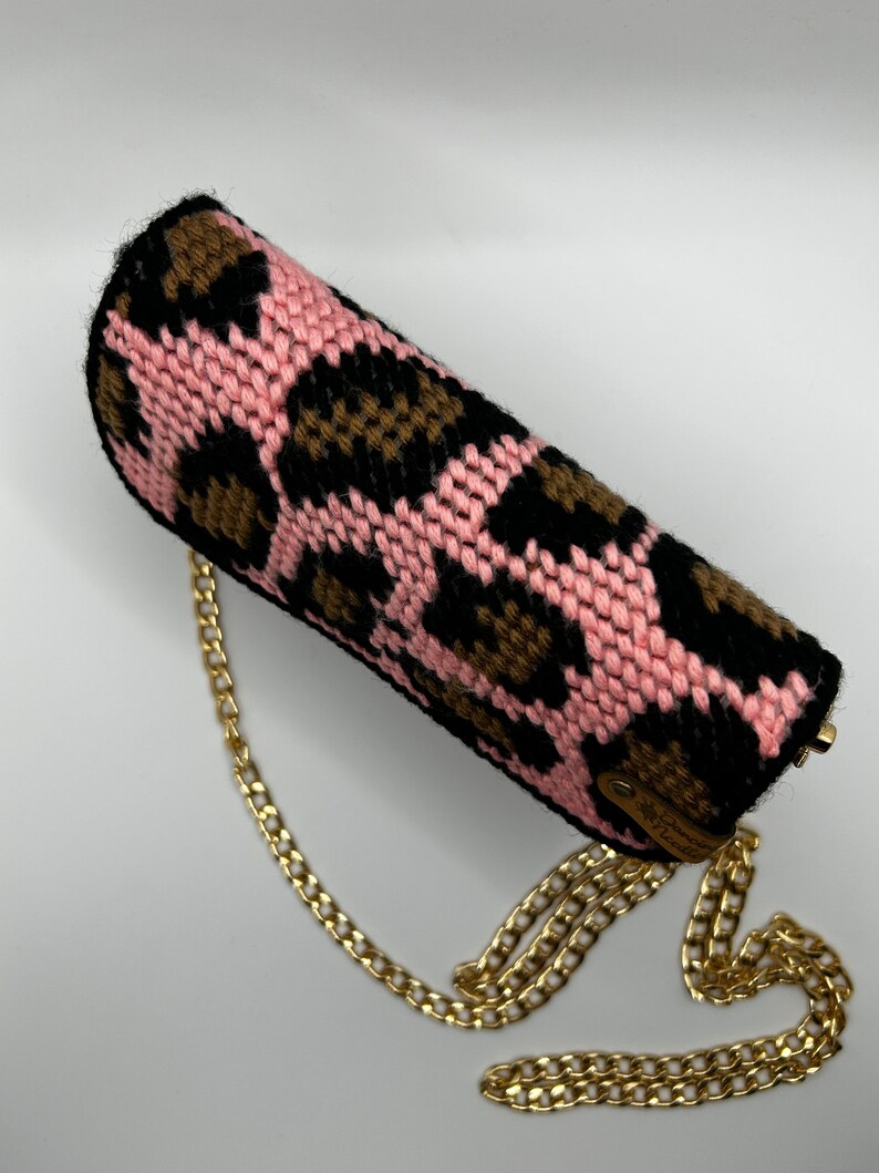 Crossbody Pink Leopard Purse - Plastic Canvas - Etsy