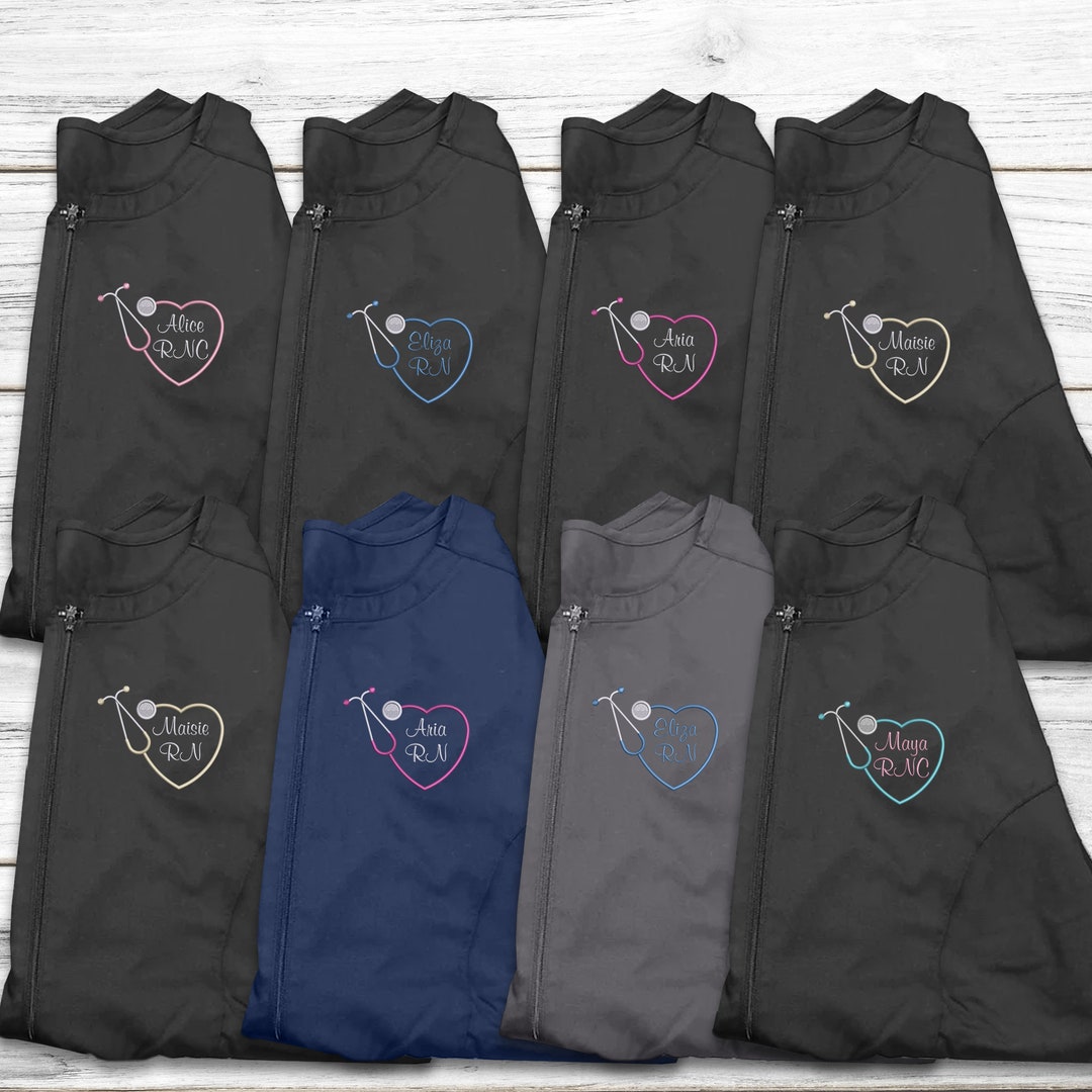 Embroidered Nurse Jacket, Personalized Name With Initials Jacket, RN ...