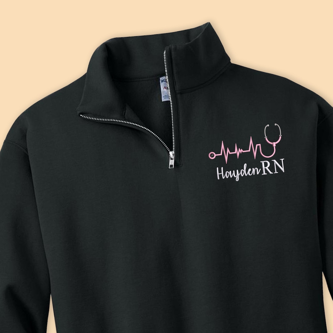 Personalized Custom Name Quater Zip Sweaters, Embroidered Rn Nursing ...