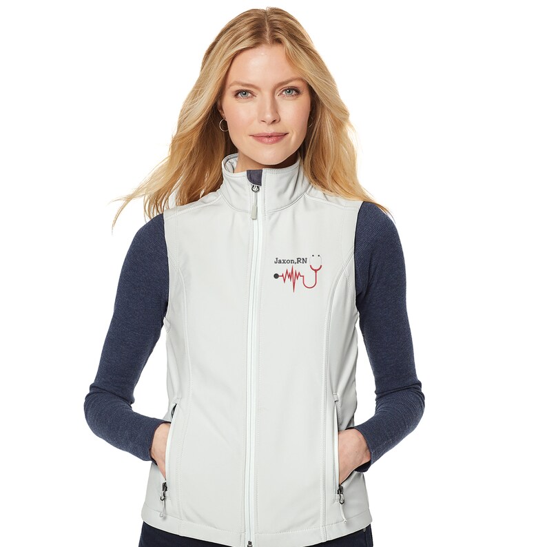 Custom Embroidered Nurse Soft Shell Vest, Personalized Name Ladies Vest ...