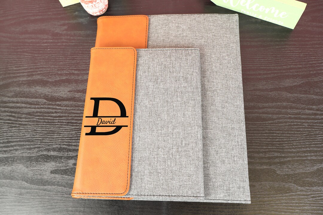 Personalized Leather Flap Portfolio, Custom Notepad Cover, Gifts for ...