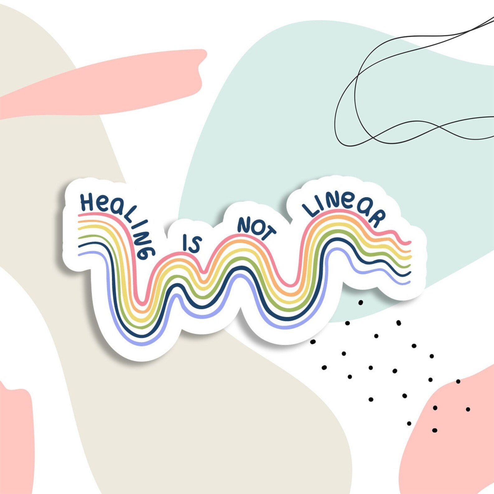 Healing is Not Linear, Mental Health Sticker, Water Bottle Sticker ...