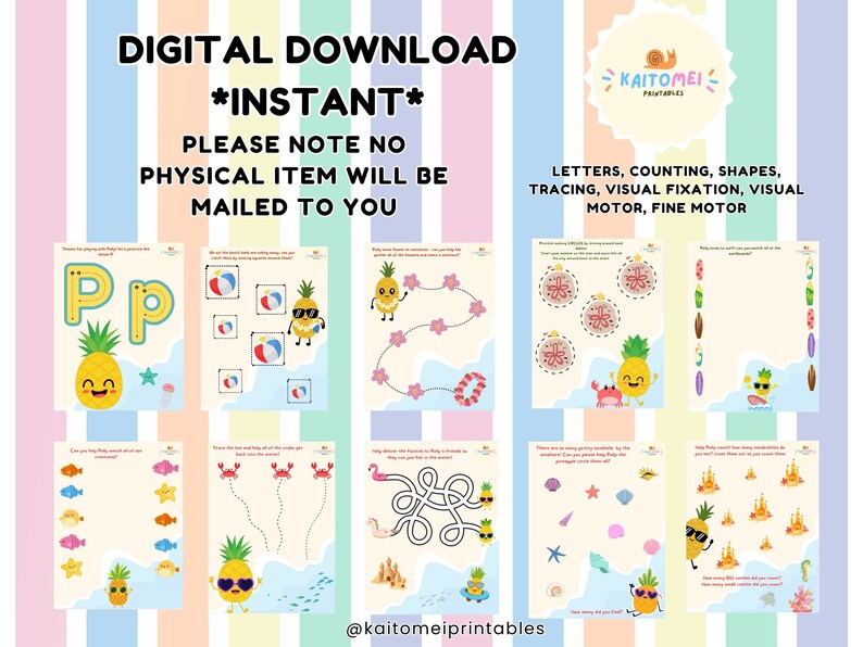 Summer Fine Motor Worksheets Instant Download - Etsy