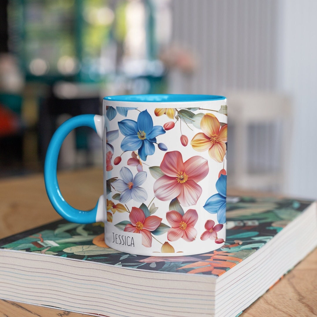 Personalised Spring Floral Mug, Custom Floral Gift for Her, Spring ...