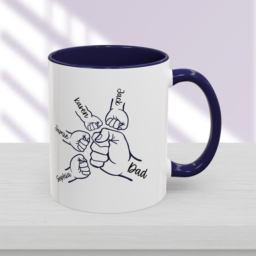 Personalised Dad Fist Bump Mug – Custom Father Gift, Daddy & Child ...