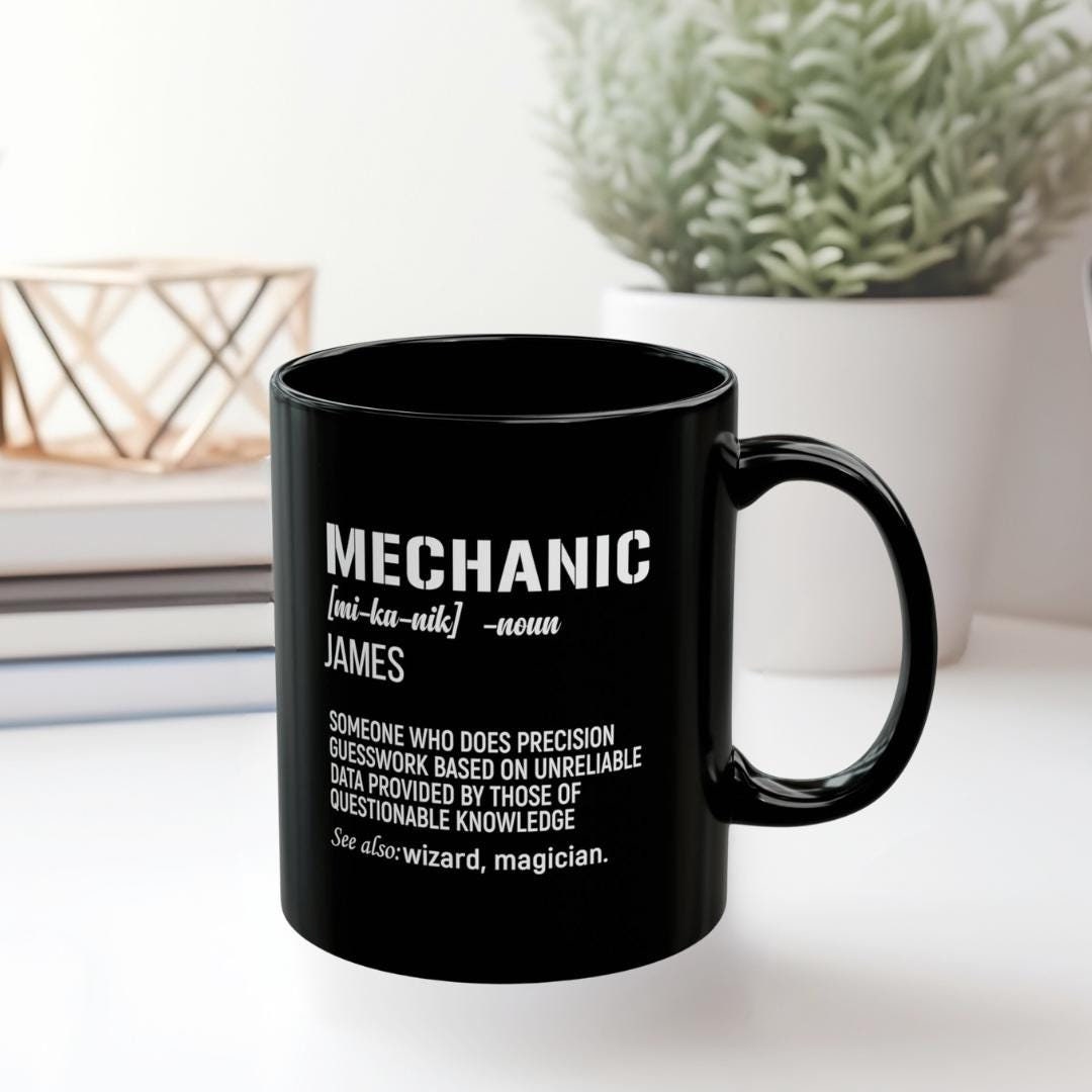 Mechanic Definition Mug - Personalised Gift for a Mechanic, Custom ...