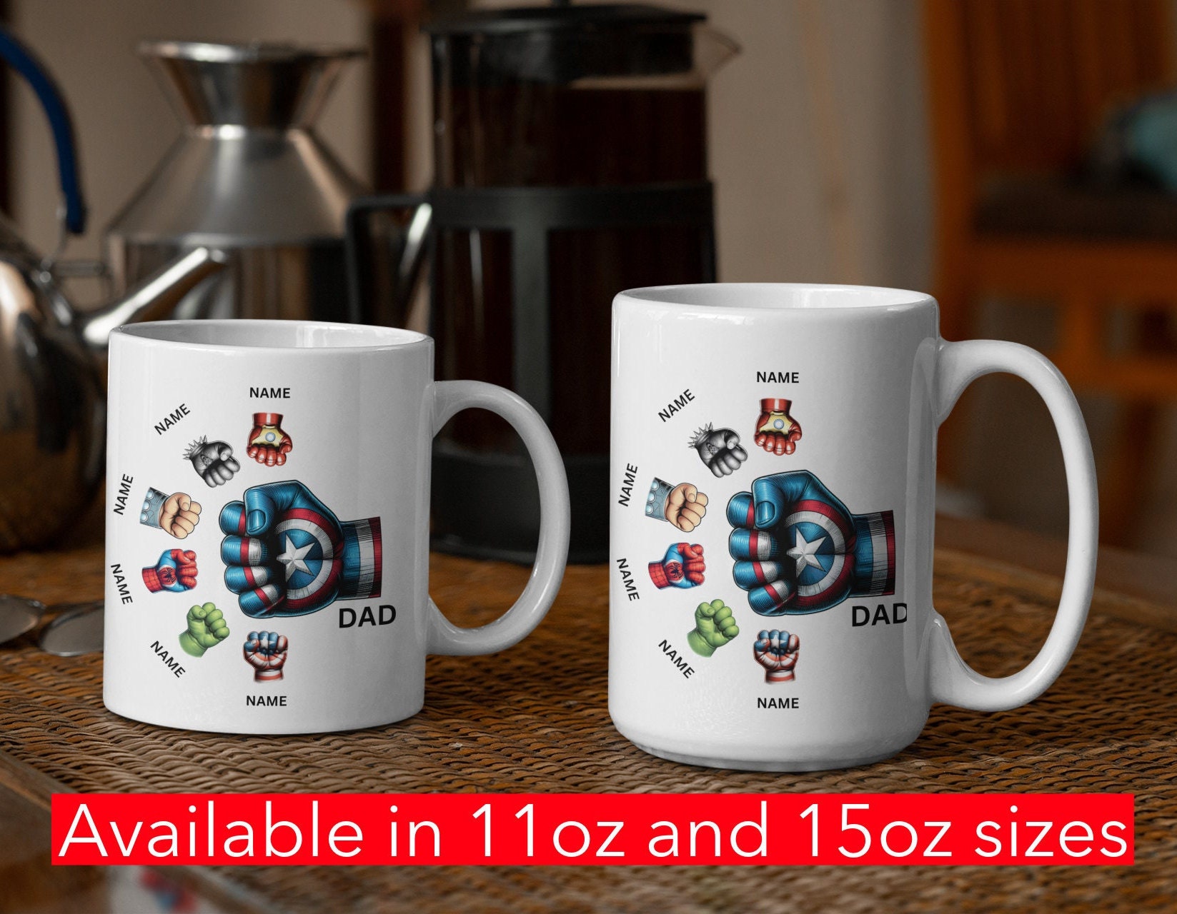 Superhero Dad Mug: Personalized Father's Day Fist Bump Gift - Etsy