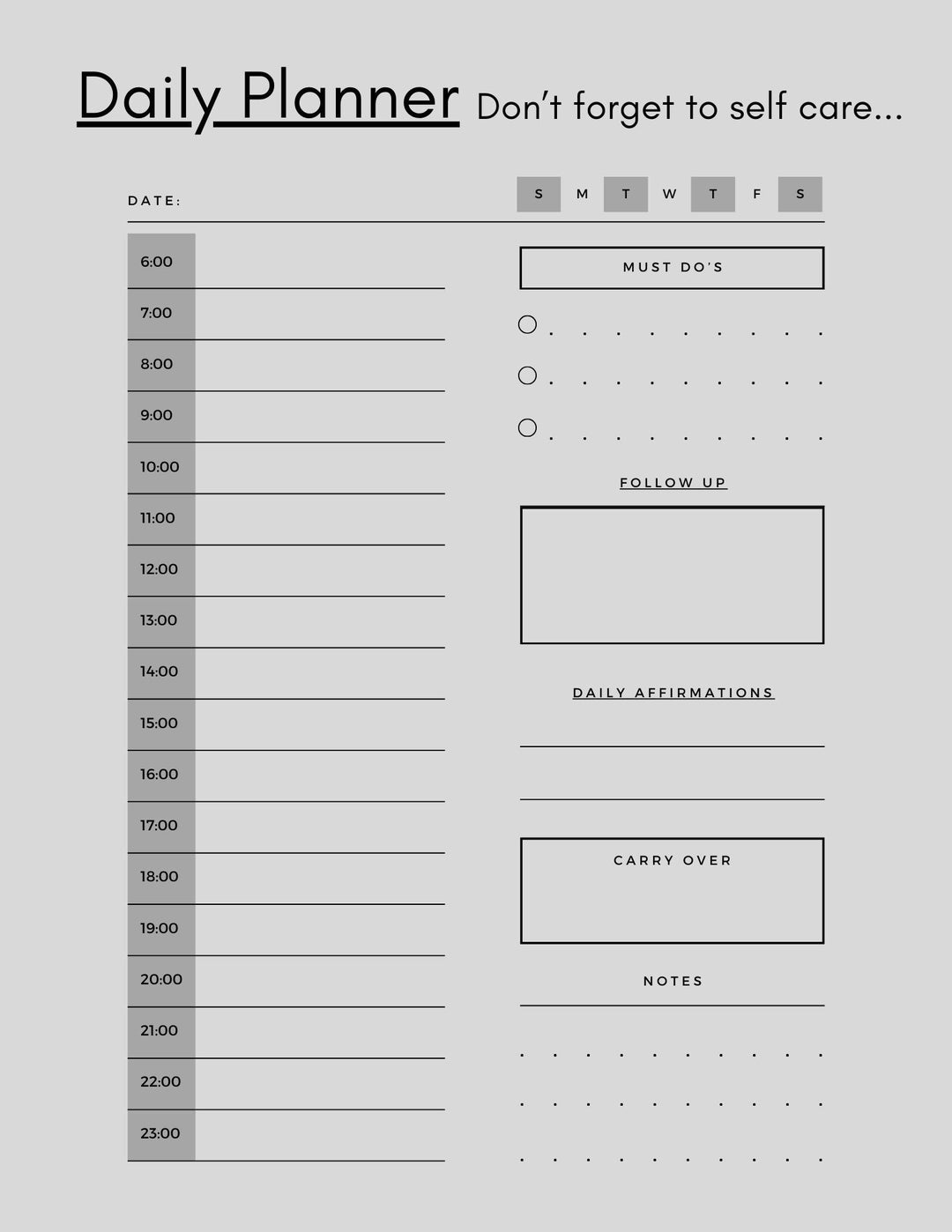 Daily Digital Planner via Digital Download, Printable via PDF Minimal ...