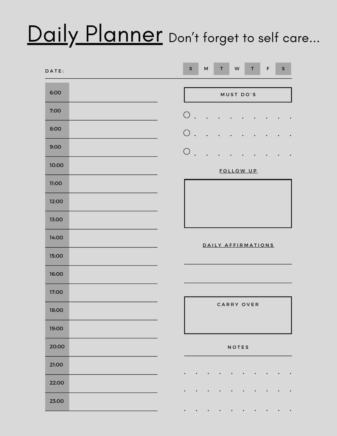 Daily Digital Planner via Digital Download, Printable via PDF Minimal ...