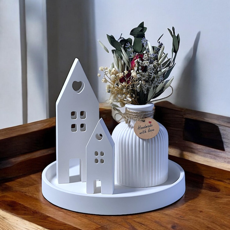Dekoteller Tischdeko Raysin Deko Set mit geriffelter Vase oder als ...