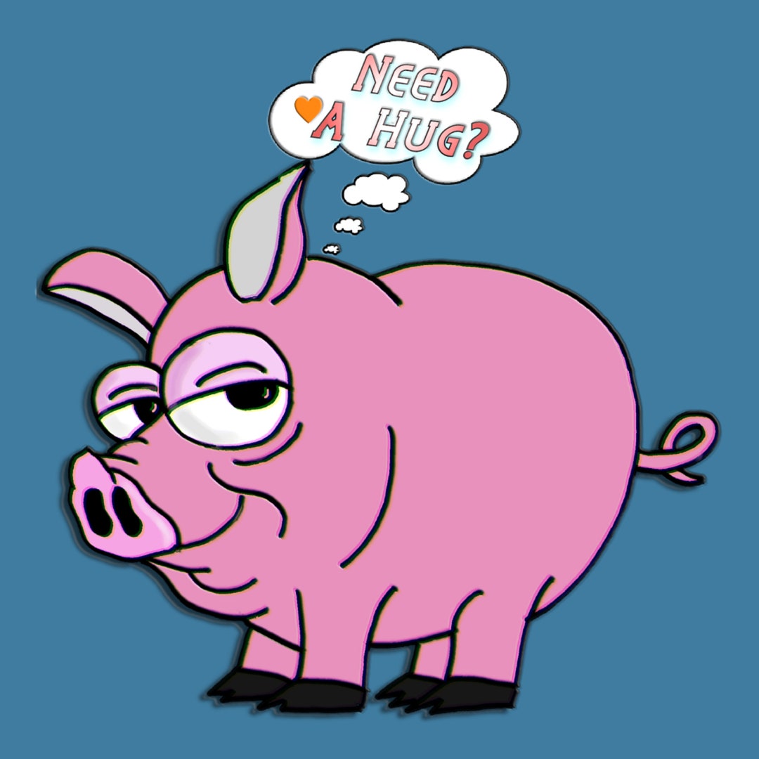 Hand Drawn Pig Grin ... Need A Hug Pig Digital Download PNG - Etsy