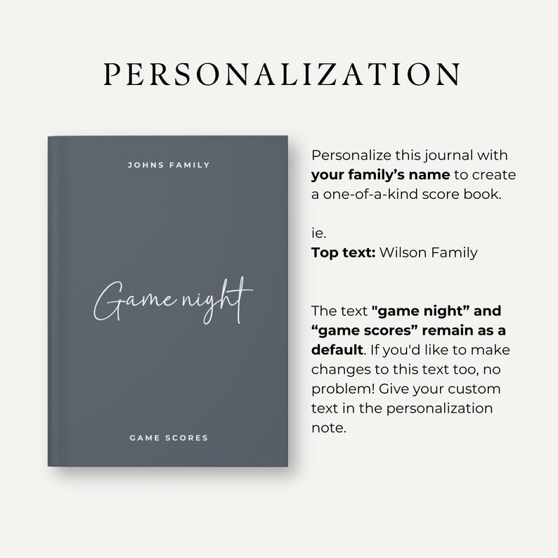 Custom Family Game Night Score Book, Card Game Scores Scorekeeping ...