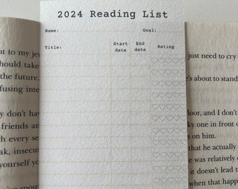 2024 Reading List Bookmark - Etsy