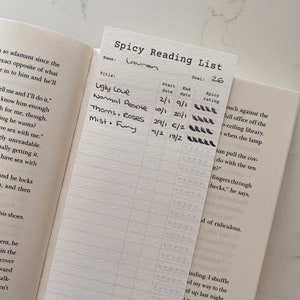 Printable Spicy Bookmark Reading Log Tracker With Spicy Books Rating ...