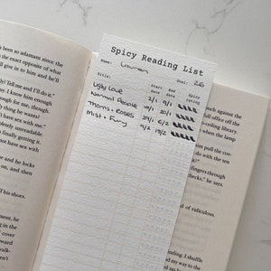 Printable Spicy Bookmark Reading Log Tracker With Spicy Books Rating ...