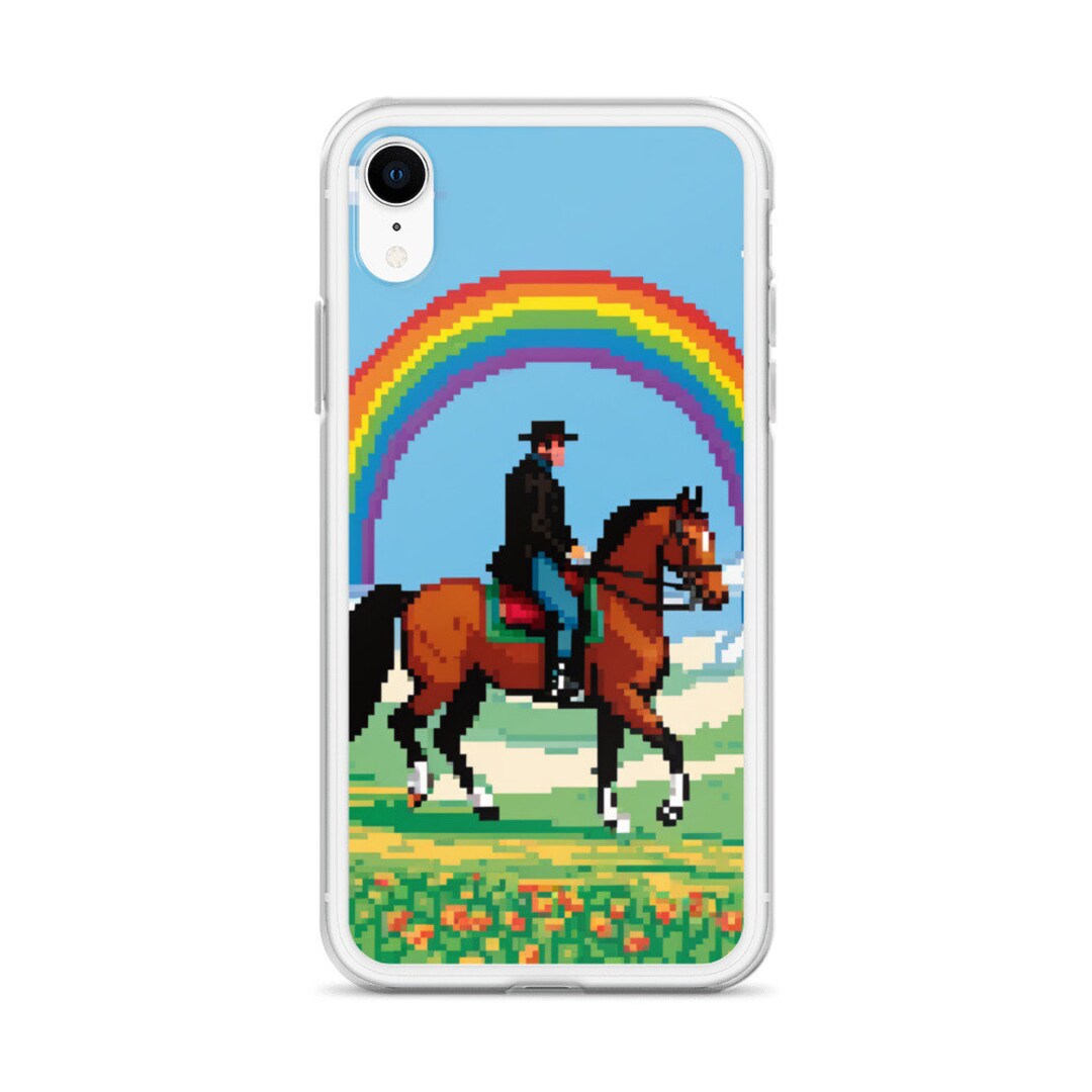 Man Riding Horse Infront of Rainbow Pixelart - Etsy