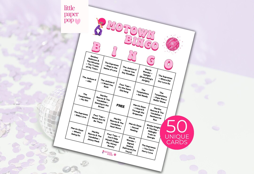 Motown Music Bingo Soulful Singo Bingo Fun Oldies Musical Activity ...