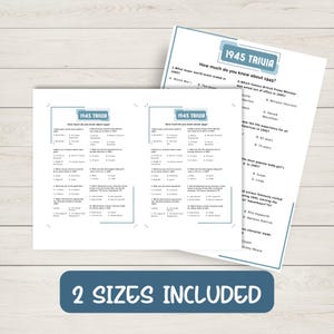 1945 Trivia Game Printable 80th Birthday Party Activity Fun Facts Quiz ...