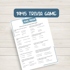 1945 Trivia Game Printable 80th Birthday Party Activity Fun Facts Quiz ...
