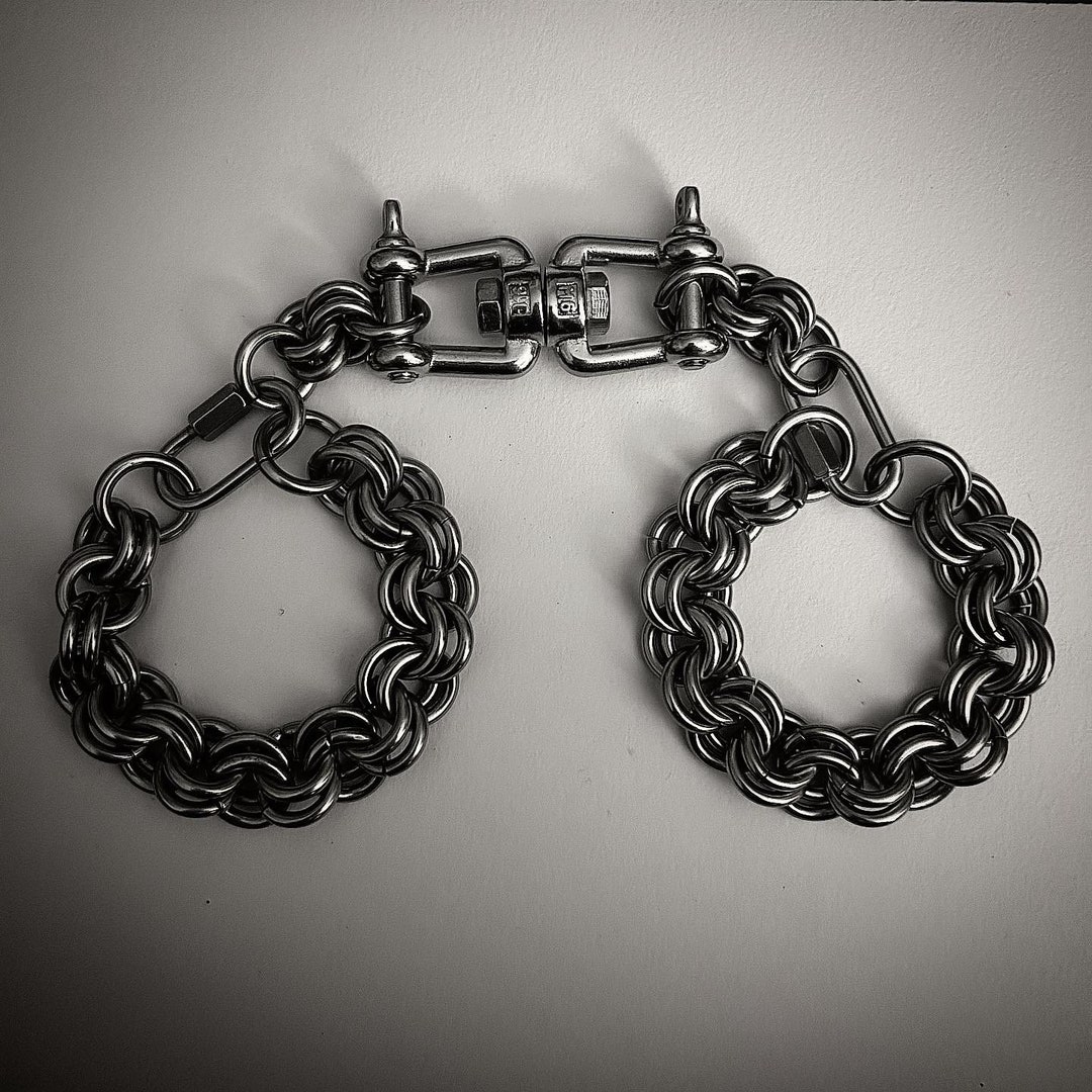 192 Chain Cuffs 316L Stainless Steel Chainmail Handcuffs Kink - Etsy