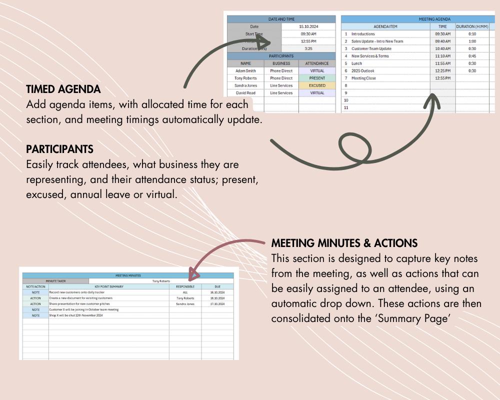 Monthly Team or Project Meeting Template | Agenda, Minutes & Actions ...