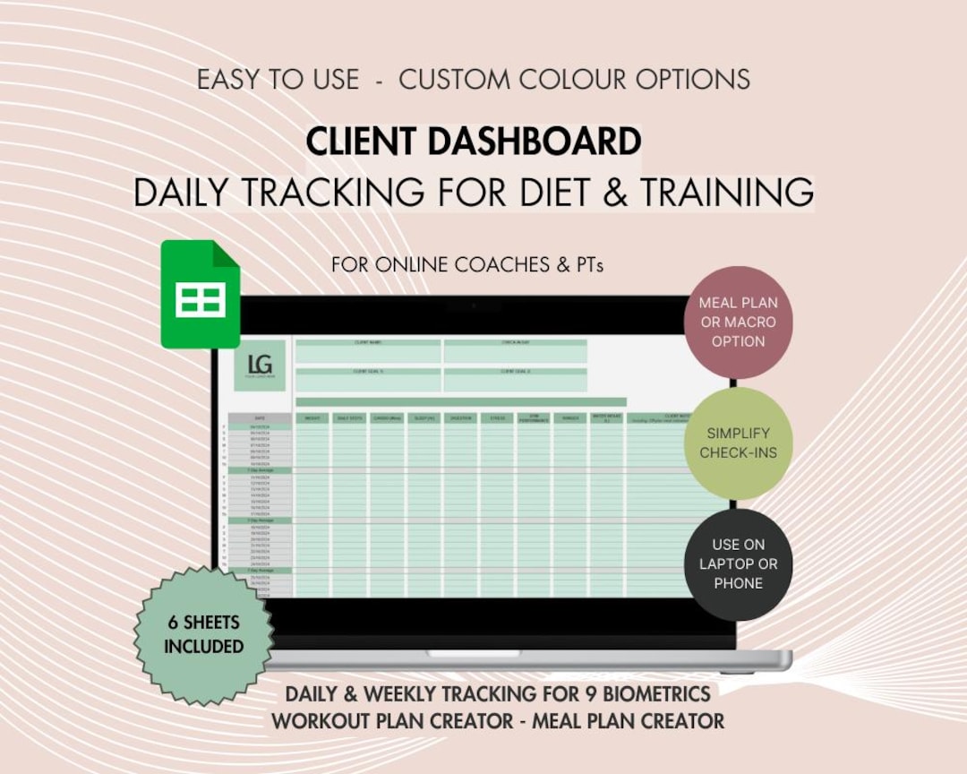 PT & Online Coach Client Tracking Bundle Level 1 | Weekly Tracking ...