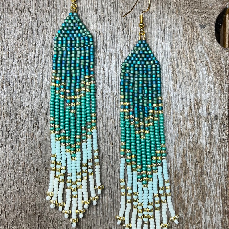 Bead Fringe Earrings - Etsy