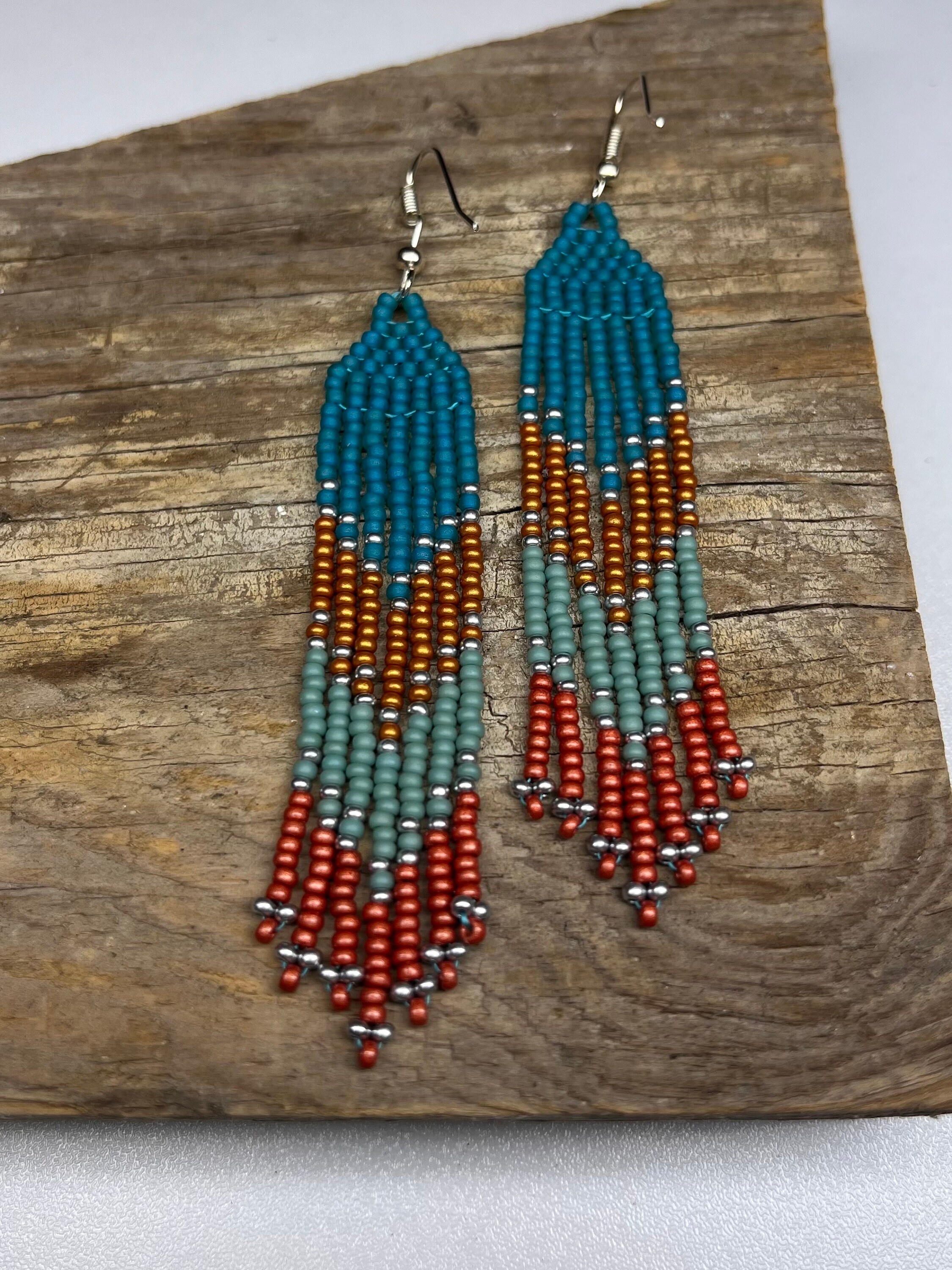 Beaded Fringe Earrings From Our 'prime Collection'. Color: Teal ...