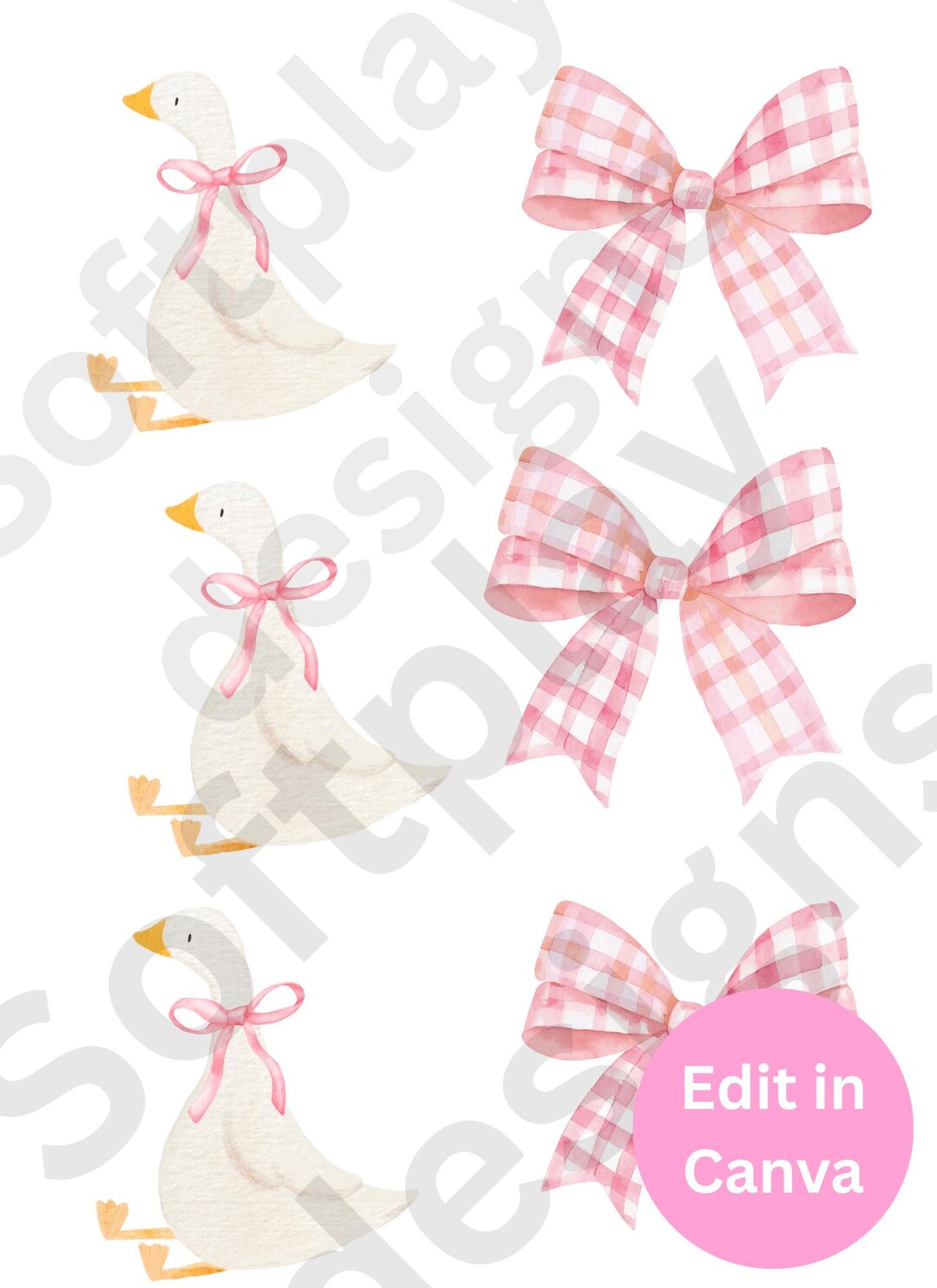 Silly Goose Birthday Sign Template, Pink Gingham Bow Soft Play Decor ...