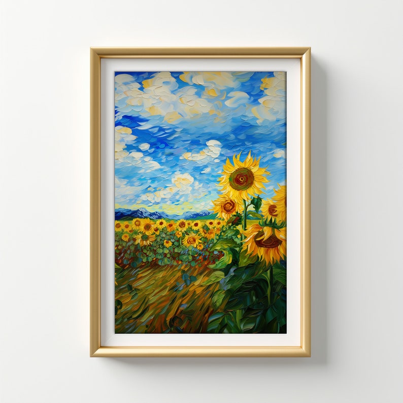 Van Gogh Sunflower Field Print: Vintage Inspired Wall Art (digital ...