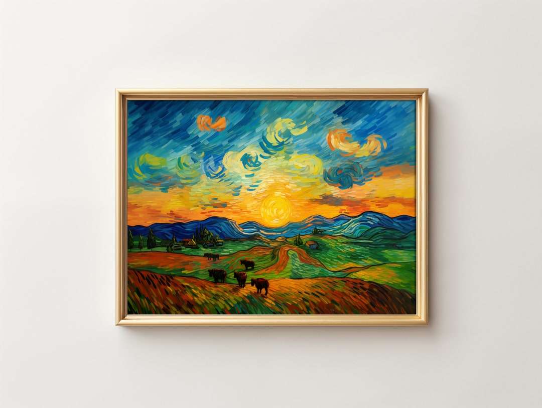 Vincent Van Gogh Rolling Hills Sunset Colorful Journeys 1-104 Rose Gold ...