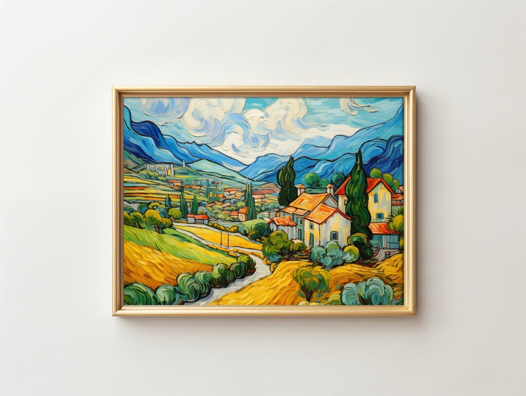 Vincent Van Gogh's, Rural Village Hills Framed Tv Art, Home Decor ...