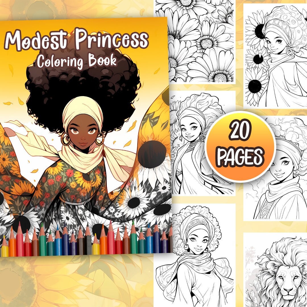 Modest Princess - 20 Coloring Pages | Kids Coloring Book, Black Kids ...