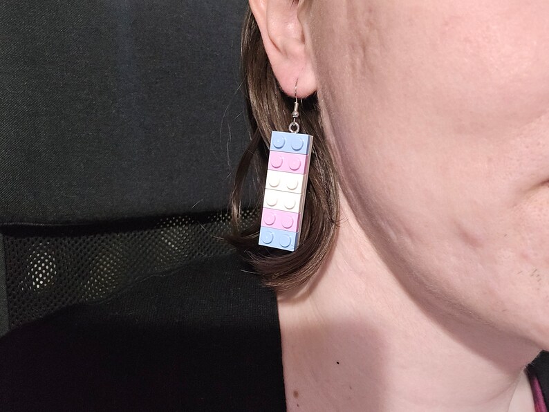 LEGO Plate Transgender Pride Flag Earrings - Etsy