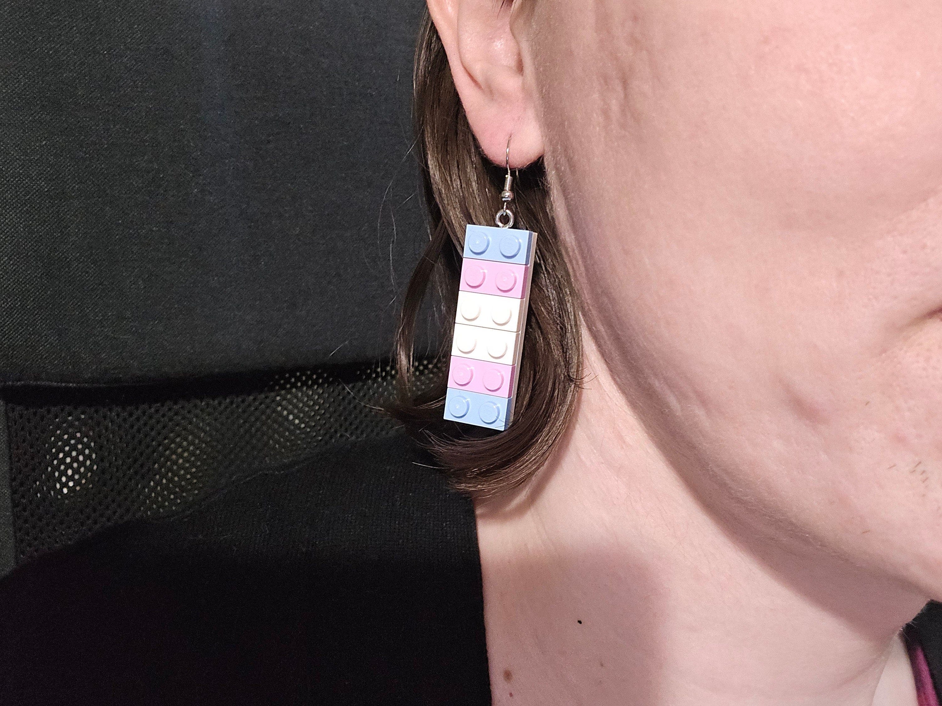 LEGO Plate Transgender Pride Flag Earrings - Etsy