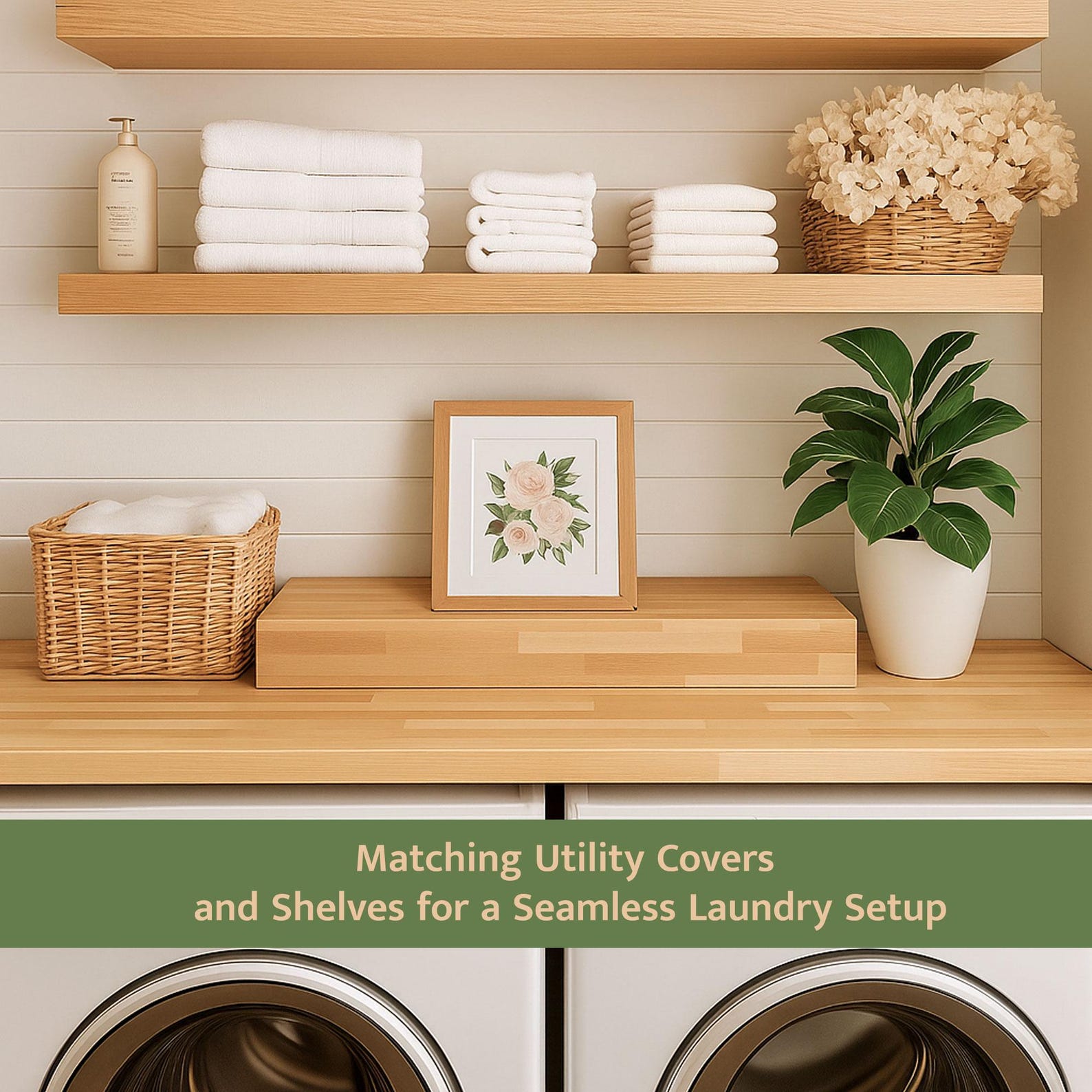 Butcher Block Washer and Dryer Top, Laundry Room Countertop, Washer and ...