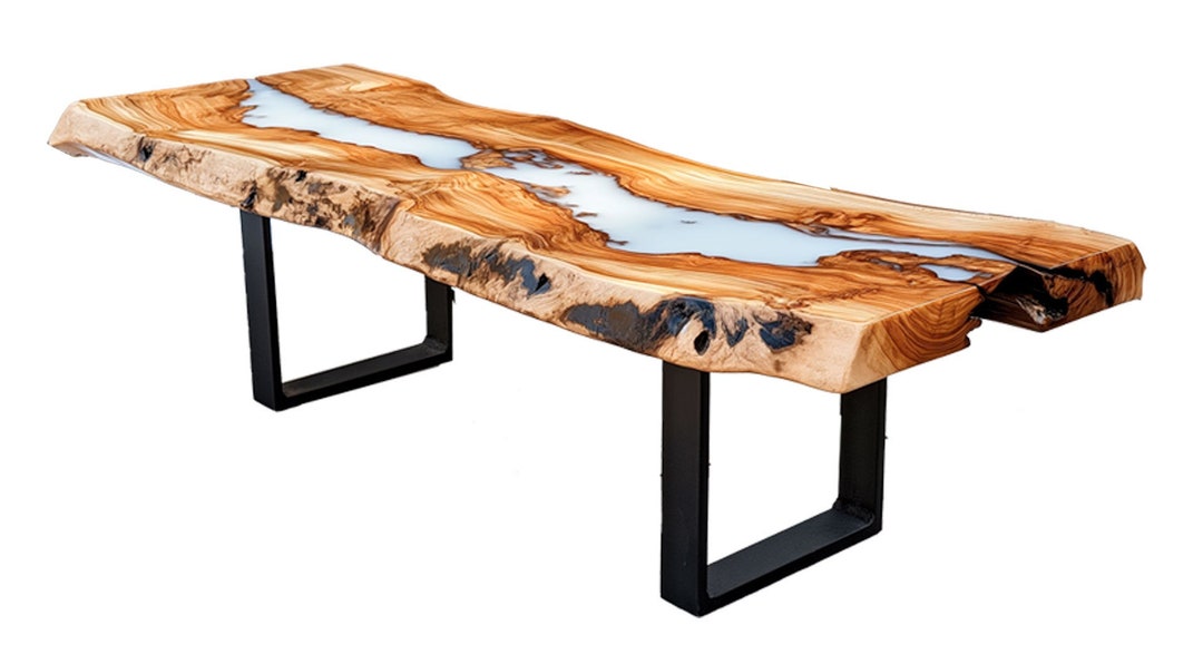 River Bench With White Epoxy Olive Wood Custom Piece - Etsy