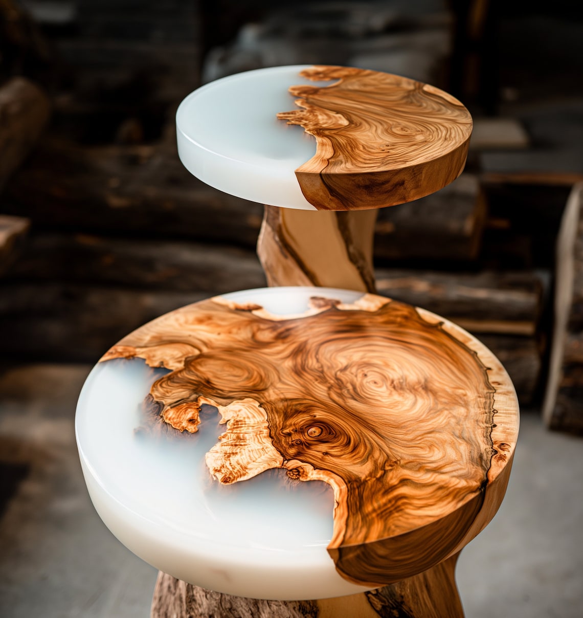 River Side Table Monkey Pod Wood With White Epoxy Custom Order - Etsy
