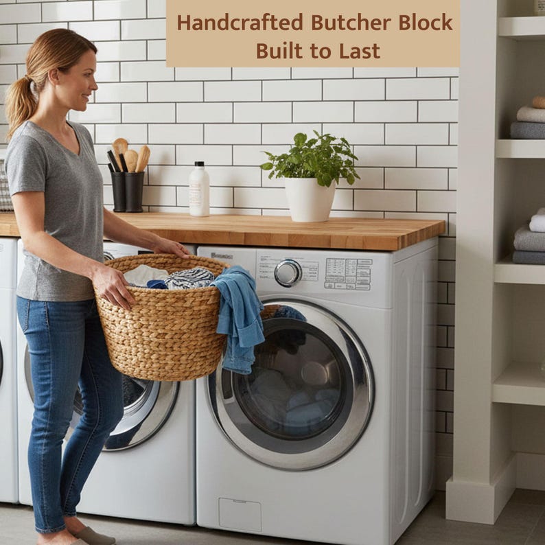Butcher Block Washer and Dryer Top: Custom Laundry Room Countertop - Etsy