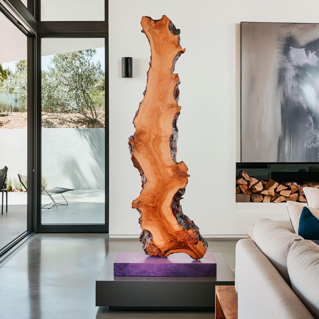 Live Edge Standing Sculpture, Custom Olive Wood or Curly Maple Standing ...