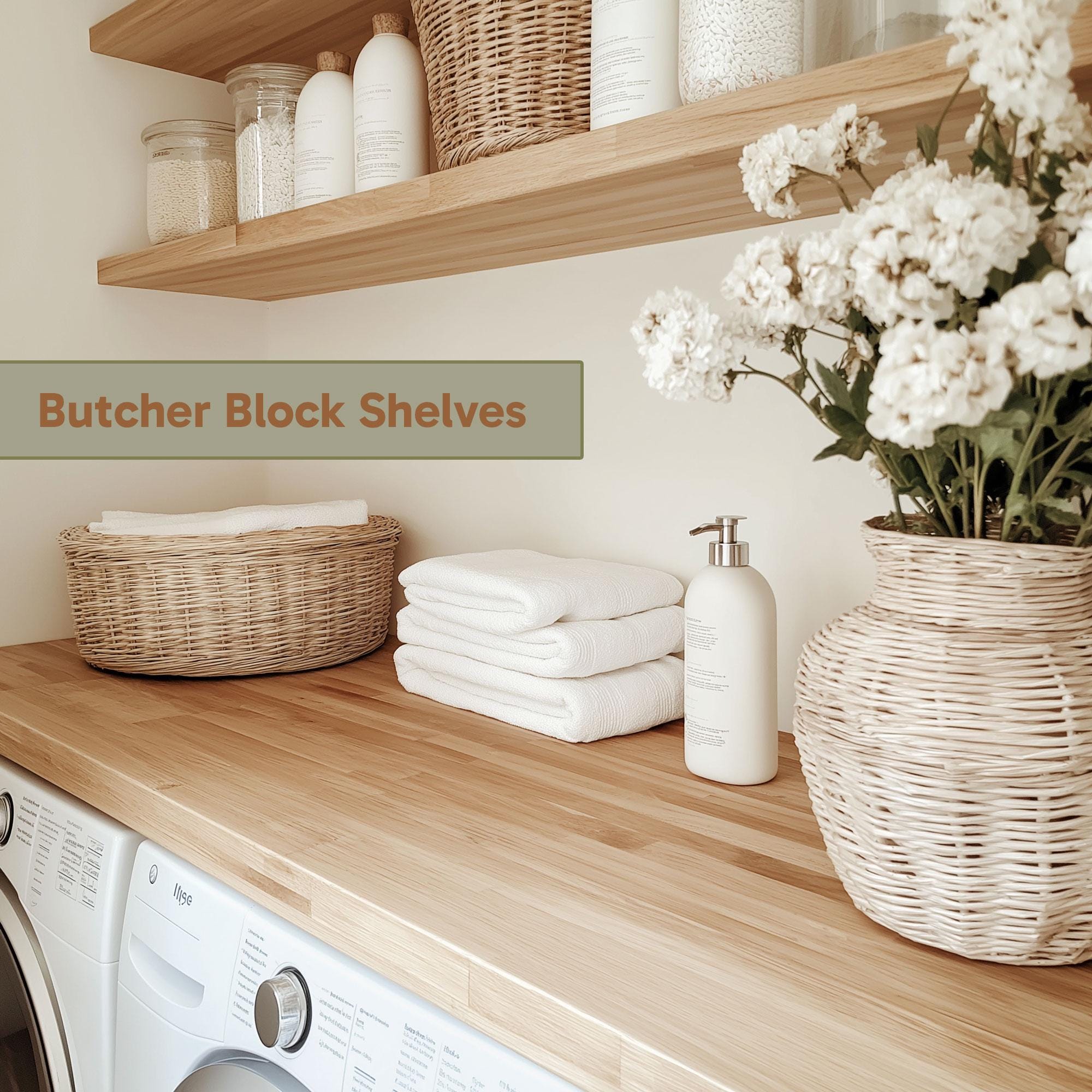 Butcher Block Washer and Dryer Top, Butcher Block Shelf, Butcher Block ...
