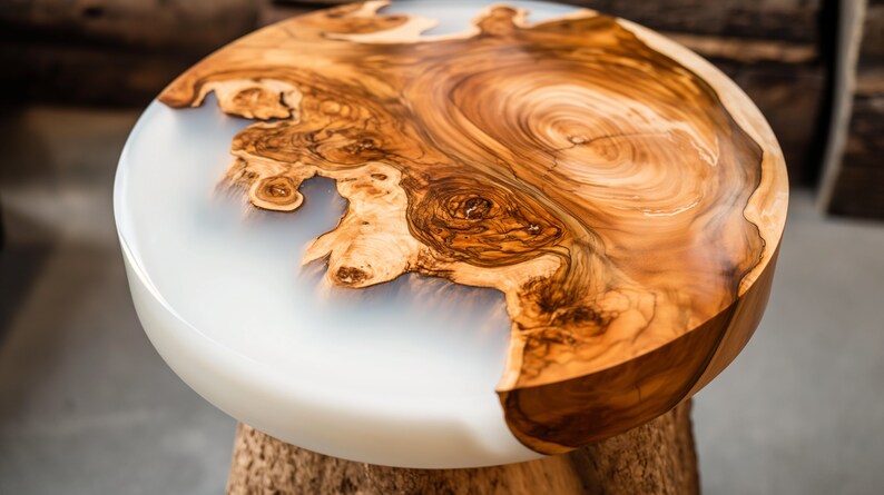 River Side Table Monkey Pod Wood With White Epoxy Custom Order - Etsy