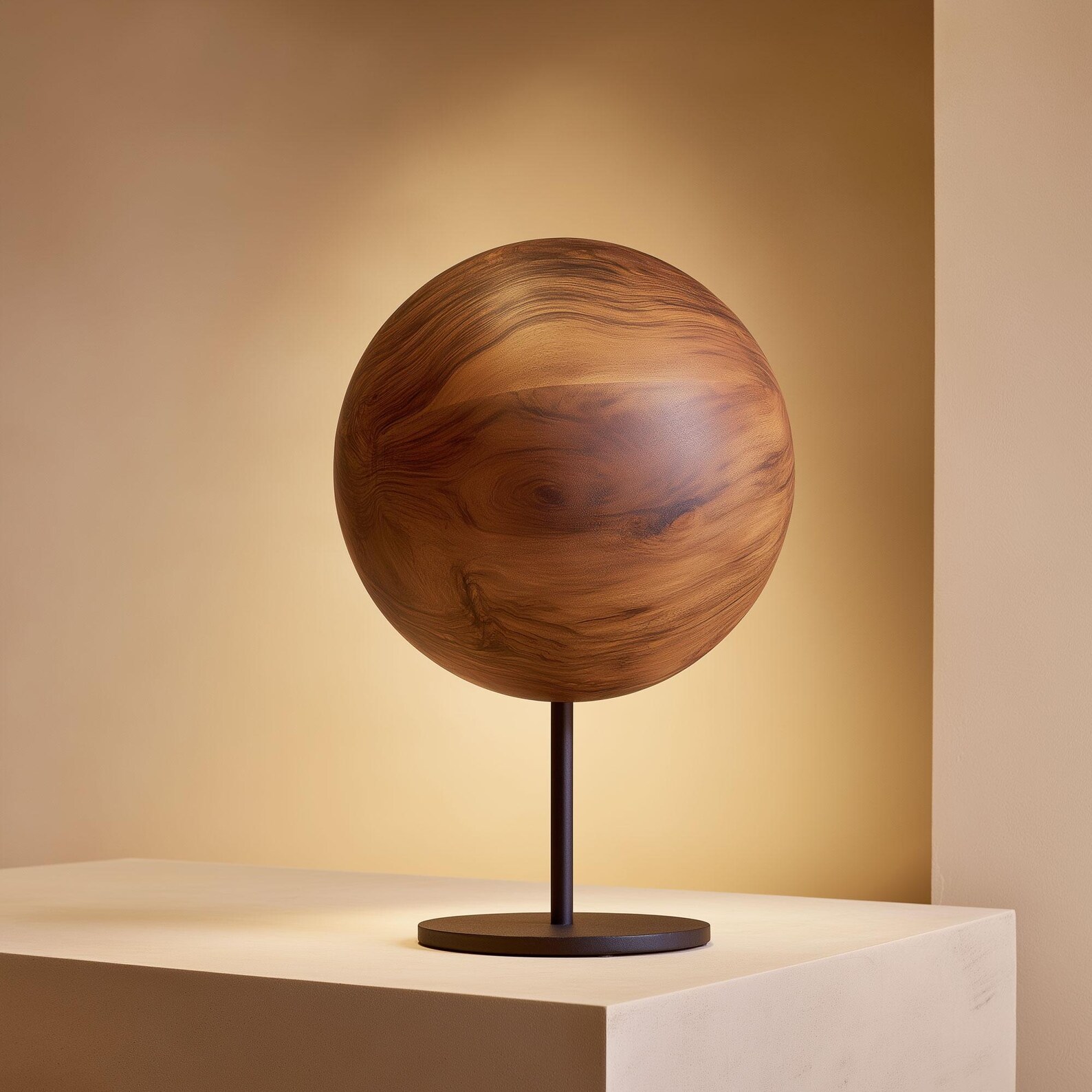 Decorative Wood Sphere on Stand, Wood Sphere Table Top Decor Perfect ...