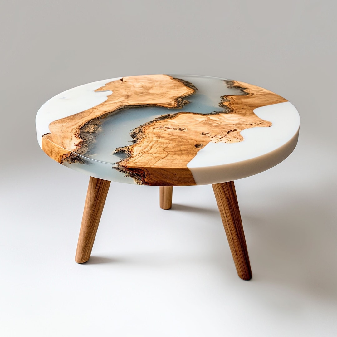 16 Side Table With White Epoxy River End Table - Etsy