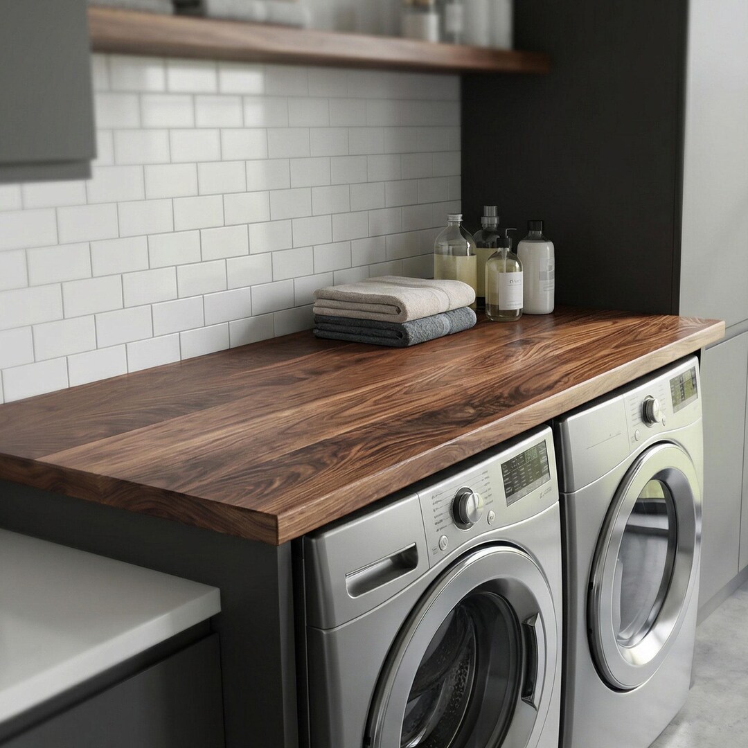 Walnut Laundry Table Top: Custom Washer & Dryer Station - Oak, Maple ...