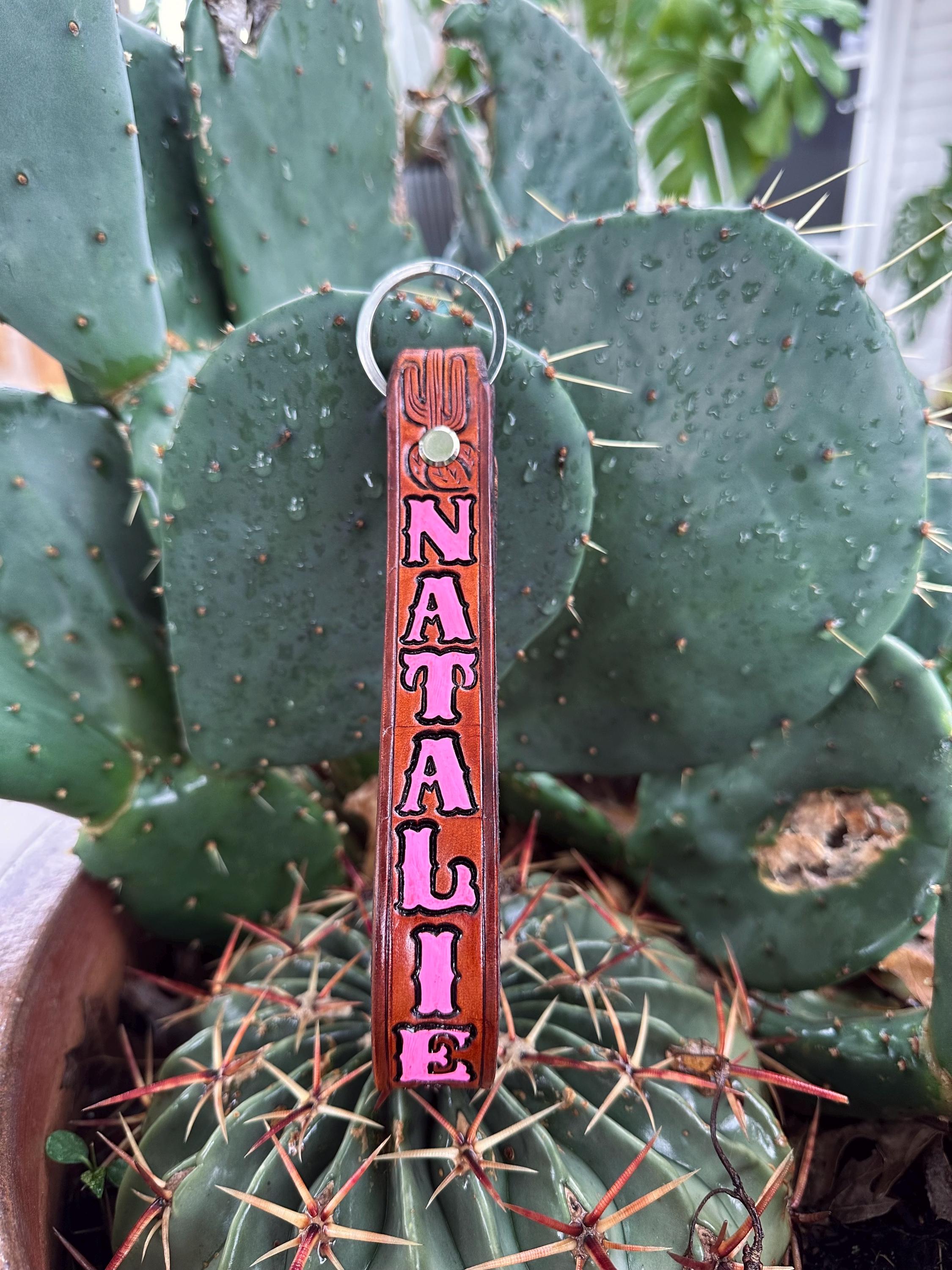 Custom Western Cactus Leather Keychain Strap - Etsy