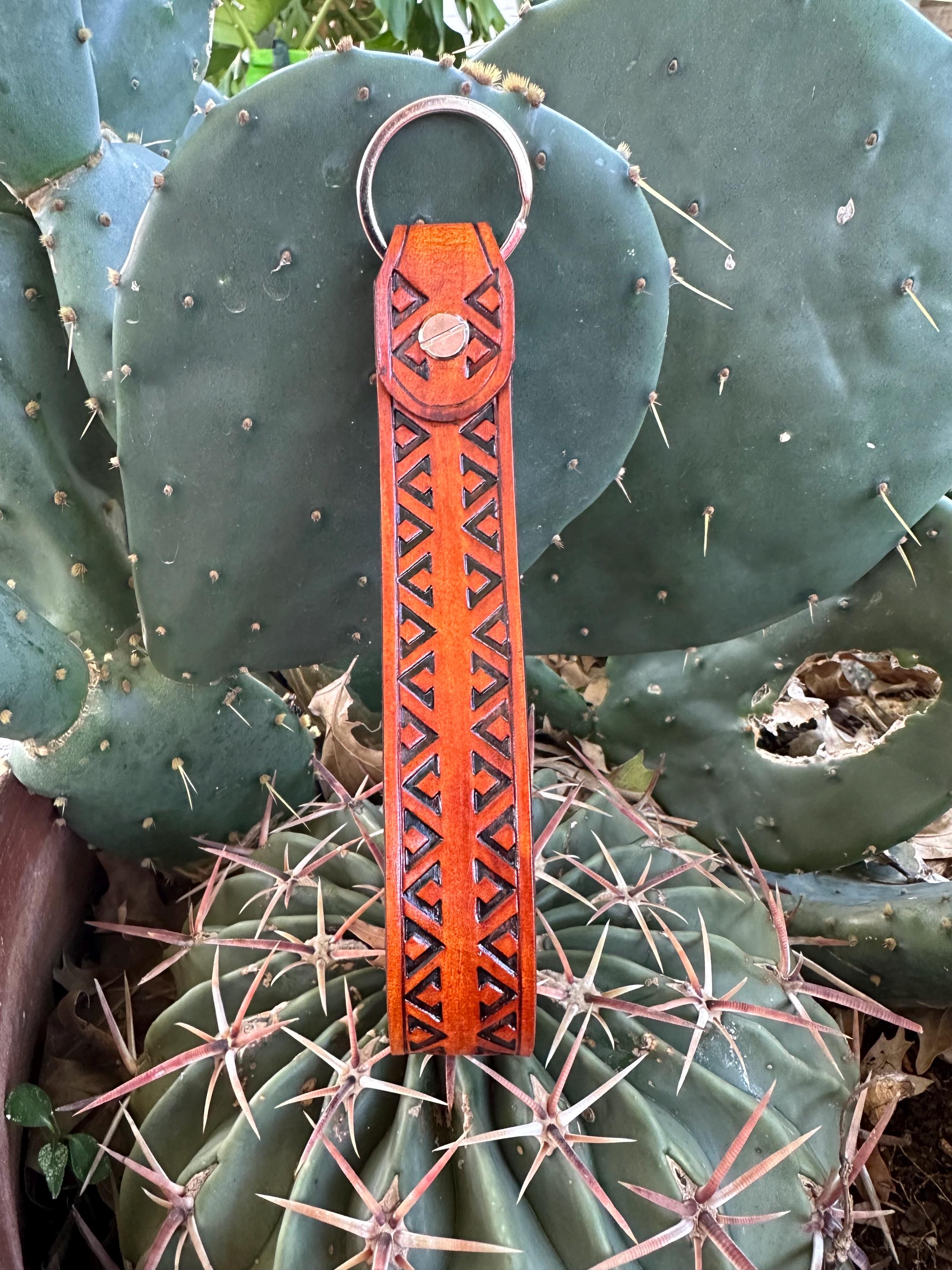 Custom Western Leather Keychain Strap Aztec - Etsy