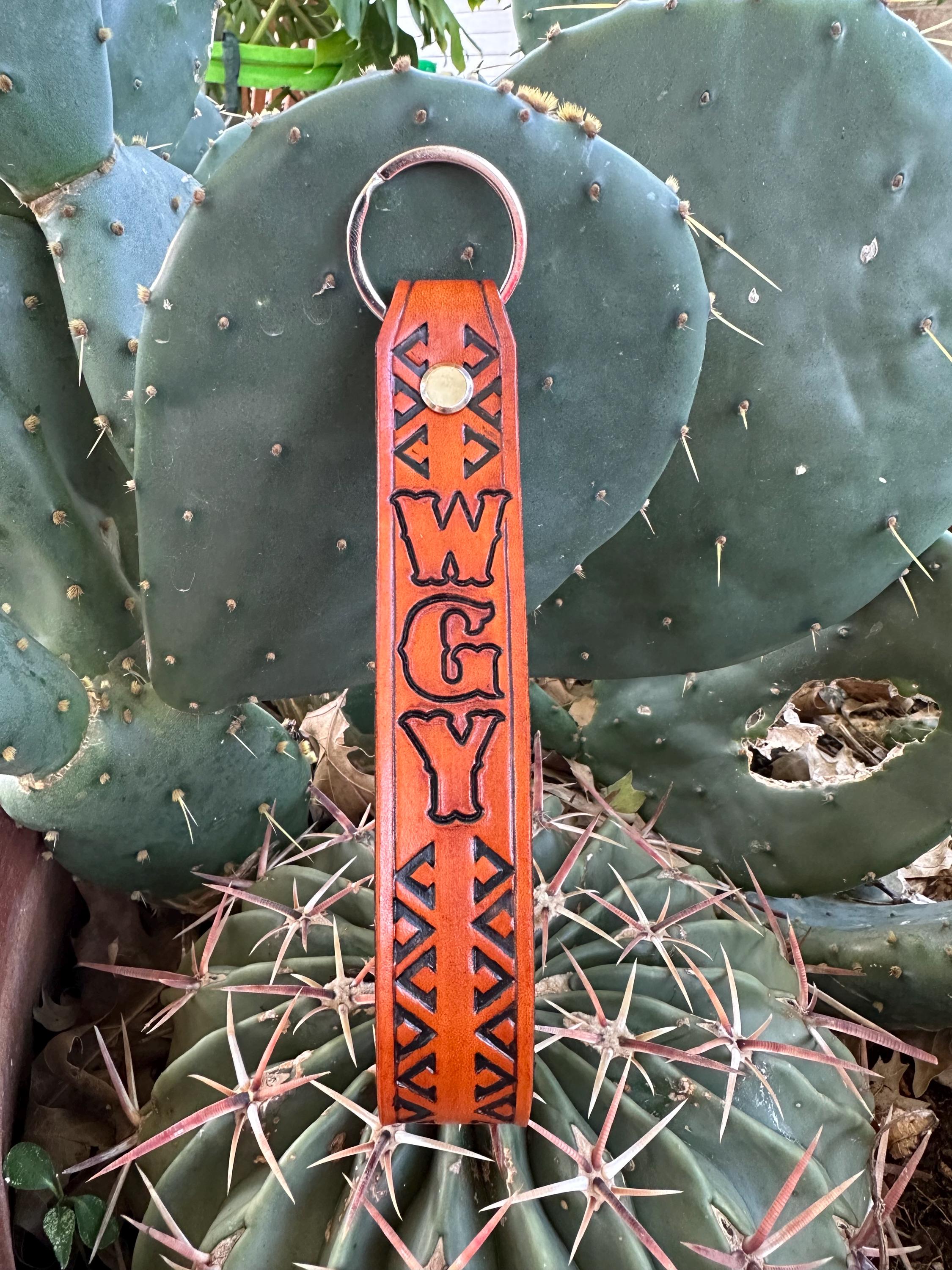 Custom Western Leather Keychain Strap Aztec - Etsy