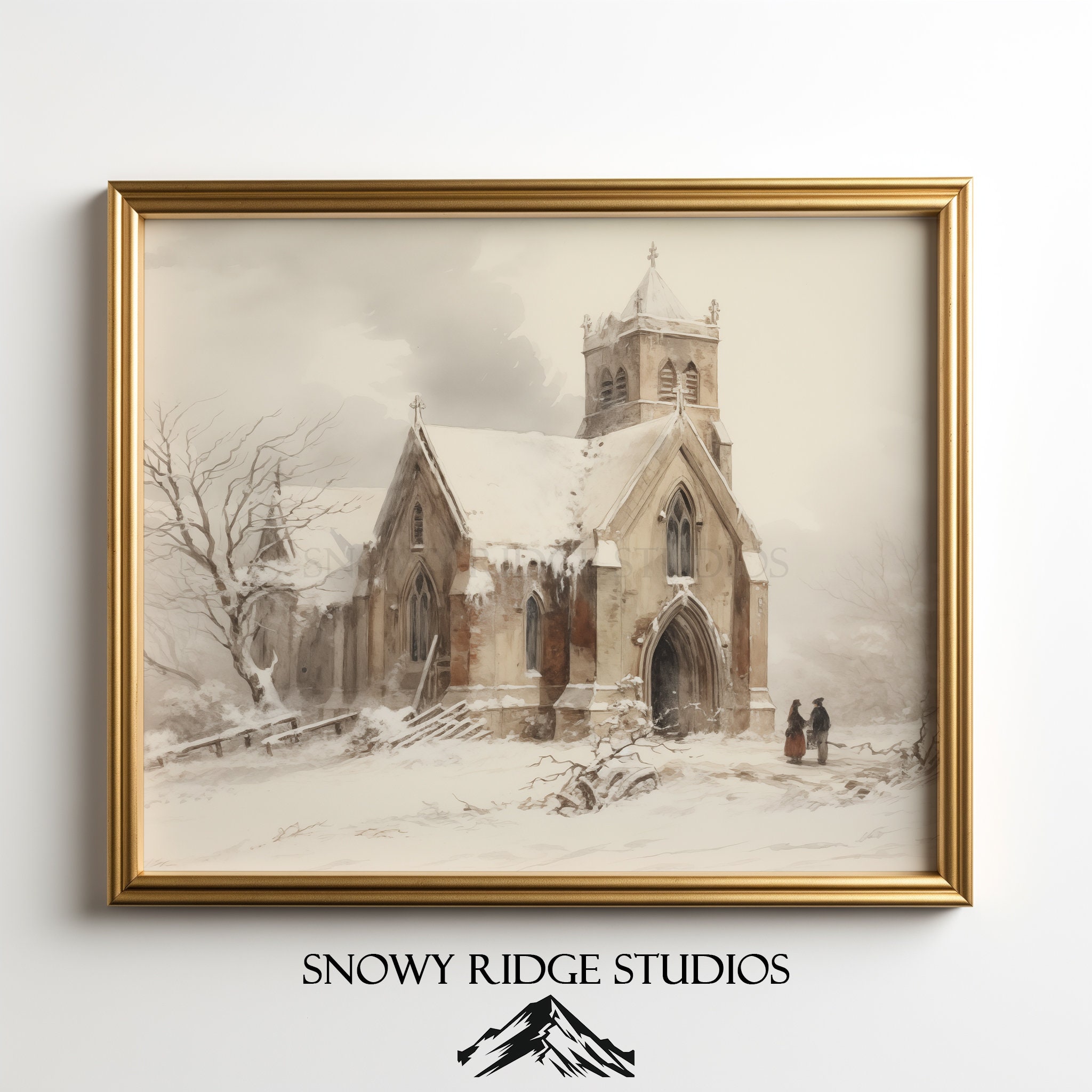 Church on Sunday I Old Country Church Painting I Vintage Church in Snow ...