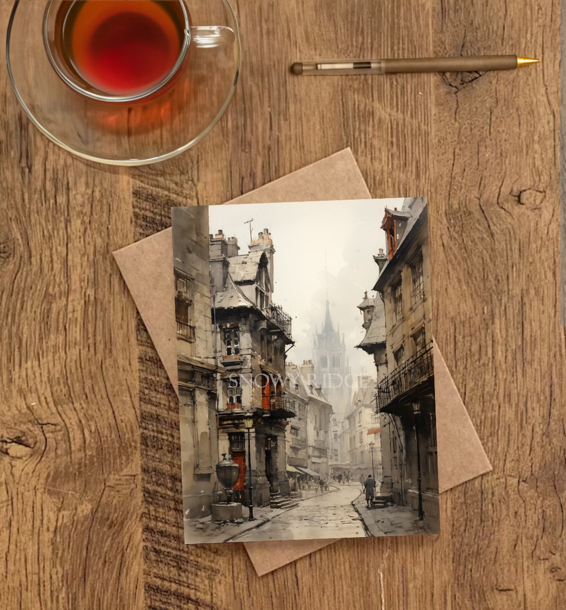 Printable Cityscape in Watercolor. Antique City Streets for Digital ...